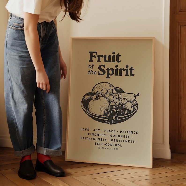 Fruit of the Spirit Wall Art: Retro Christian Scripture Print (digital ...