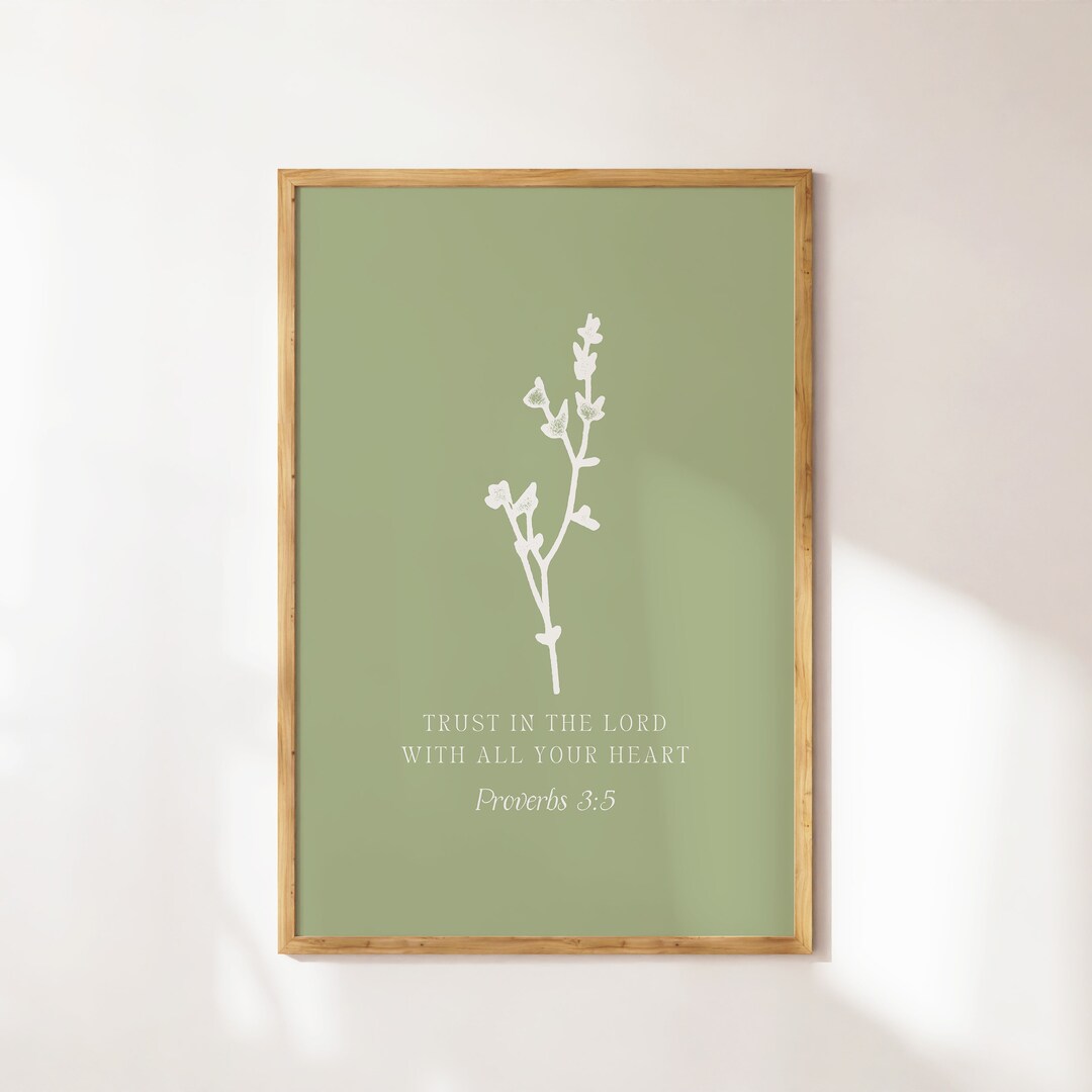 Proverbs 3:5 Christian Wall Art, Flower Market Prints, Minimalist Bible ...
