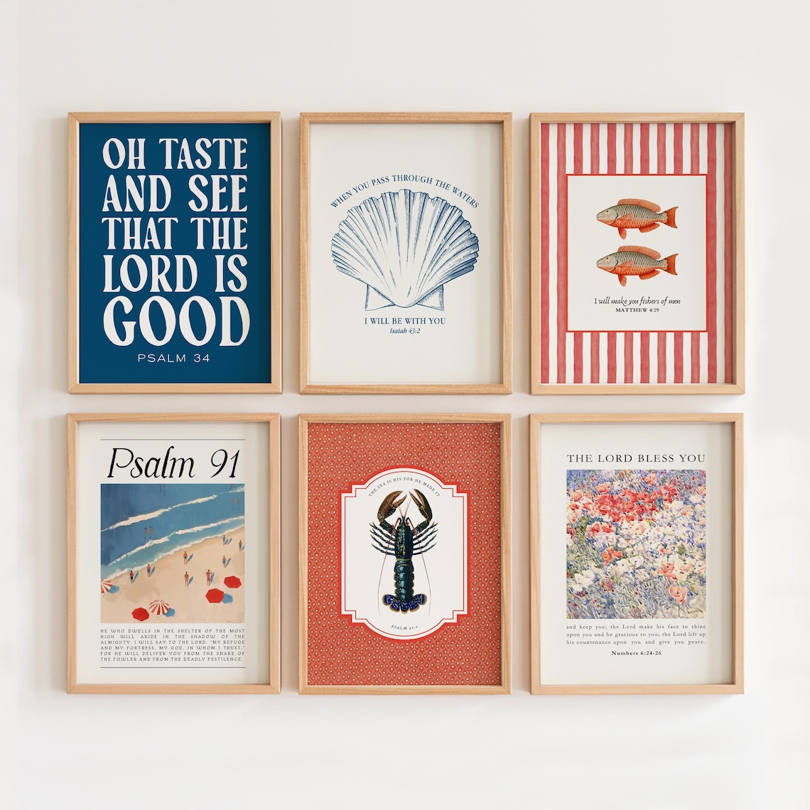 Coastal Bible Verse Art Prints: Nautical Christian Decor (digital ...