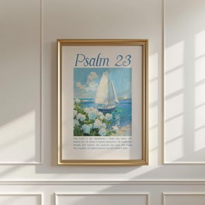 Psalm 23 Christian Wall Art, Coastal Granddaughter Prints, Bible Verse ...