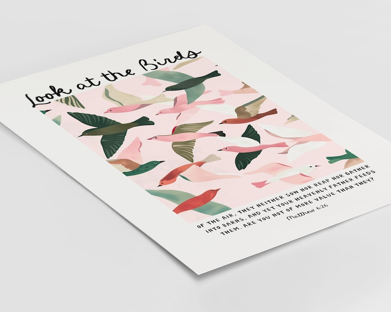 Look at the Birds Poster: Christian Bible Verse Wall Art - Etsy