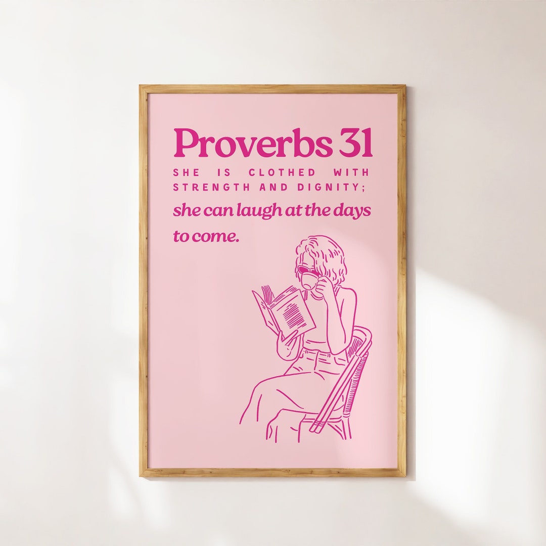 Proverbs 31 Cute Dorm Decor, Retro Kitchen Print, Hot Pink Girly Poster ...