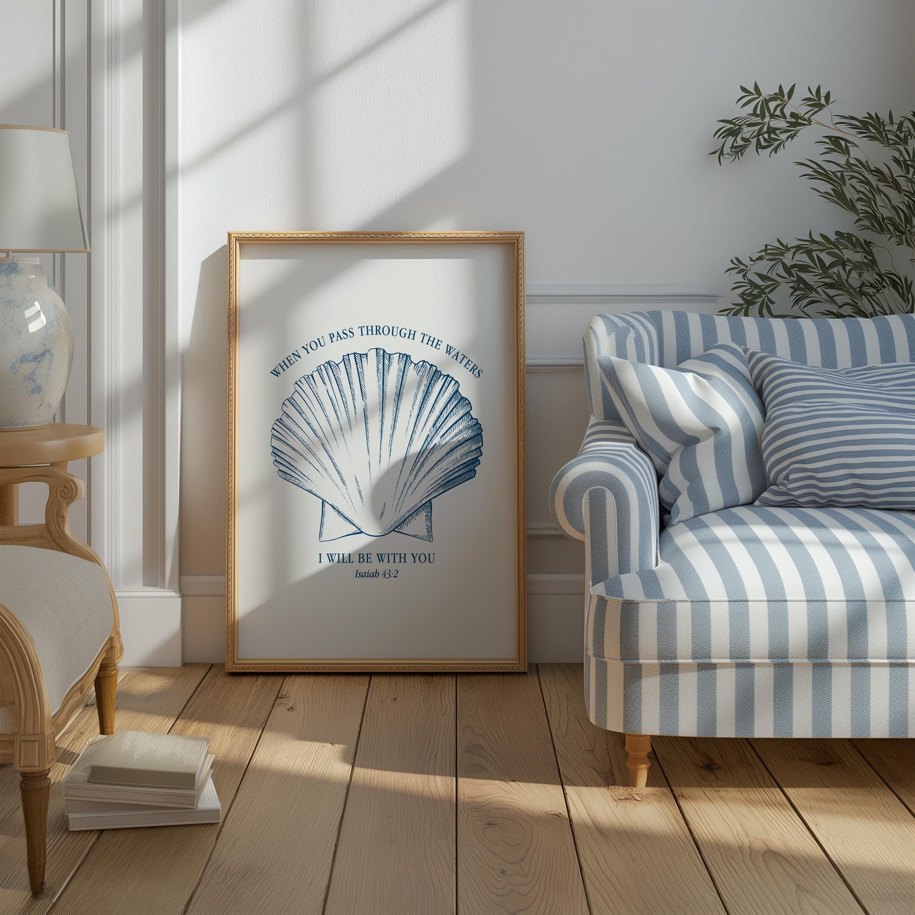 Coastal Bible Verse Art Prints: Nautical Christian Decor (digital ...