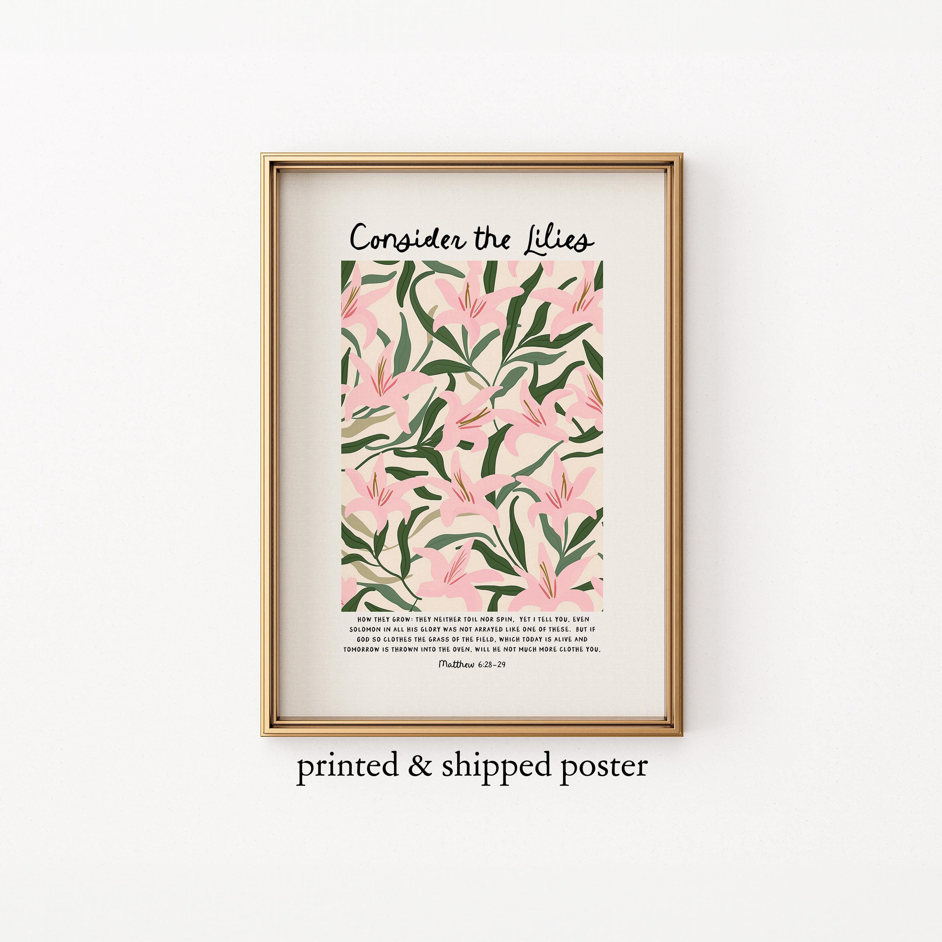 Consider the Lilies Poster: Modern Christian Bible Verse Wall Art - Etsy