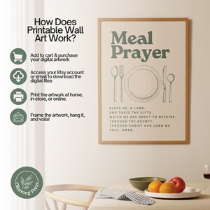 Meal Prayer Christian Poster: Sage Green Retro Wall Art (digital ...