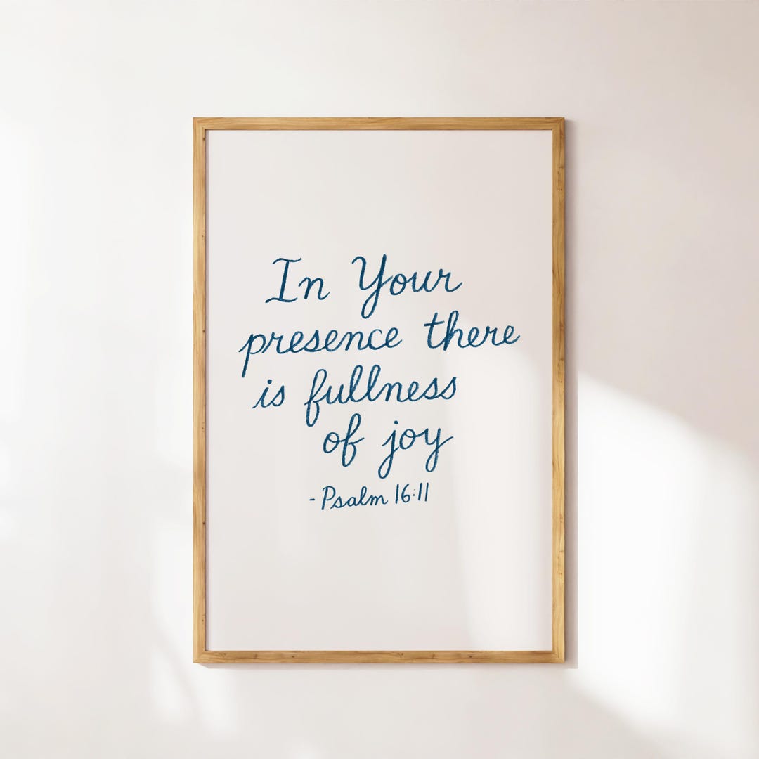 Christian Wall Art - Psalm 16:11 Printable, Blue Calligraphy Bible ...