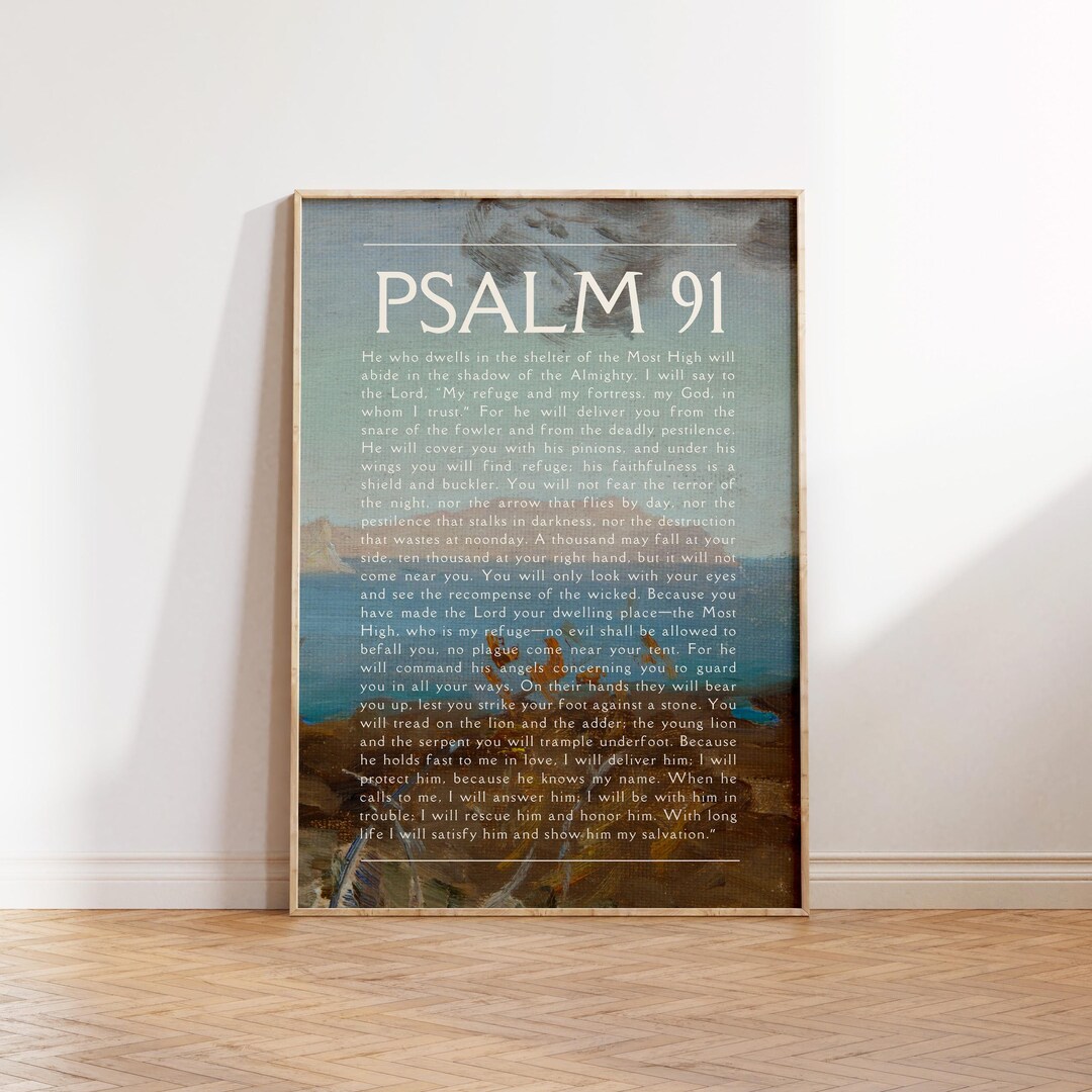 Psalm 91 Christian Wall Art Scripture Poster Bible Verse Wall Art ...