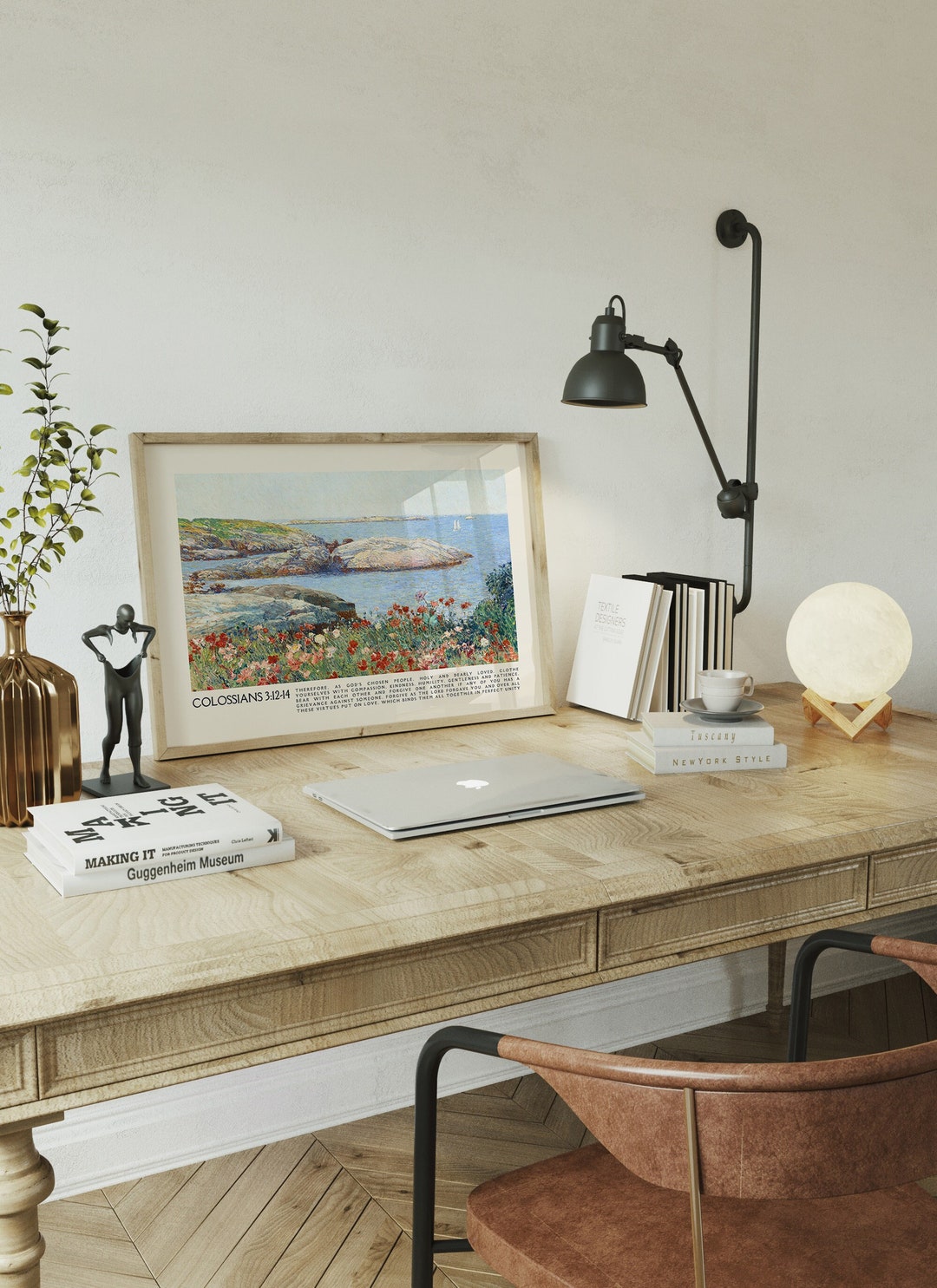 Vintage Impressionist Bible Verse Print for Christian Leadership Office ...