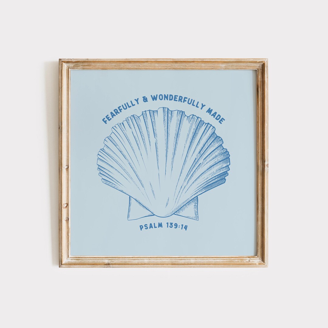 Psalm 139 Seashell Print | Christian Wall Art | Bible Verse Decor ...