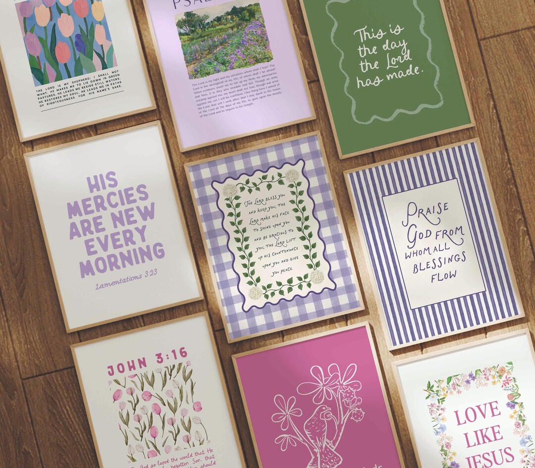Spring Christian Wall Art Bundle, Bible Verse Posters for Easter Season ...