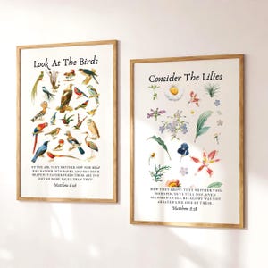 Christian Botanical Wall Art Set of 2 – Look at the Birds & Consider ...