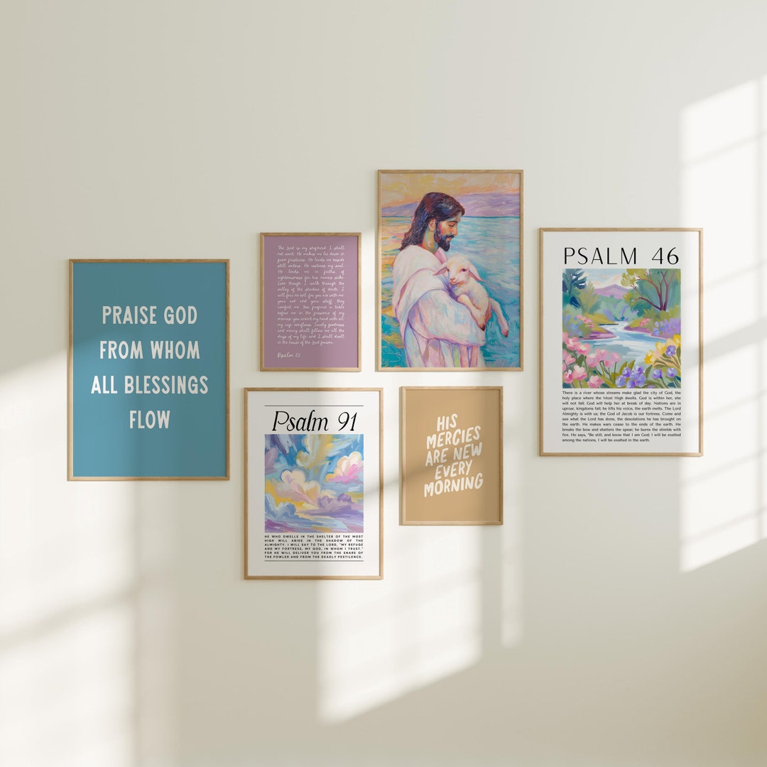 Pastel Christian Wall Art Bundle, Bible Verse Wall Art, Jesus Art ...