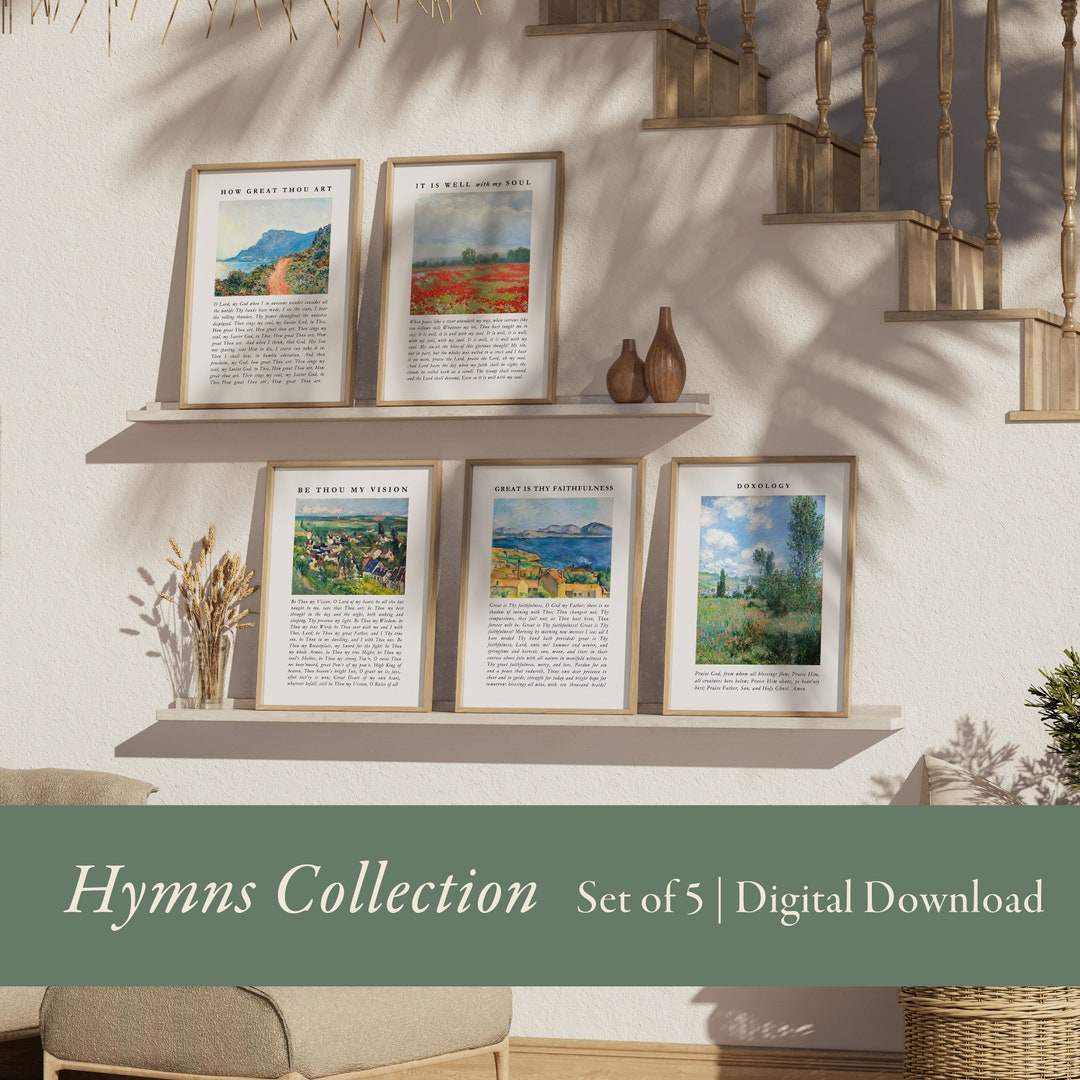 Hymns Collection Art Prints: Vintage Christian Scripture Gallery Wall ...