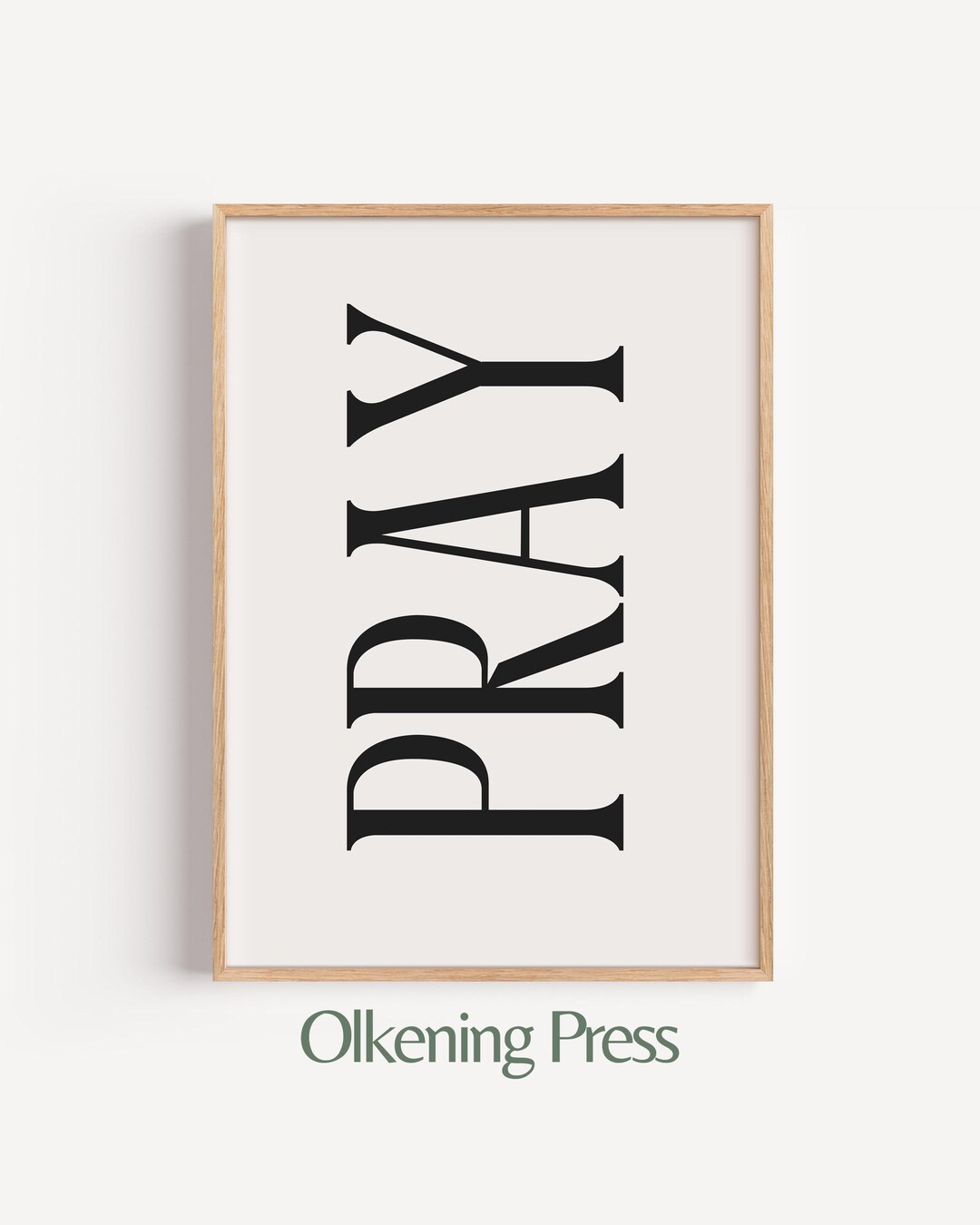 Christian Wall Art - Vertical Pray Typography Print, Minimalist Black ...
