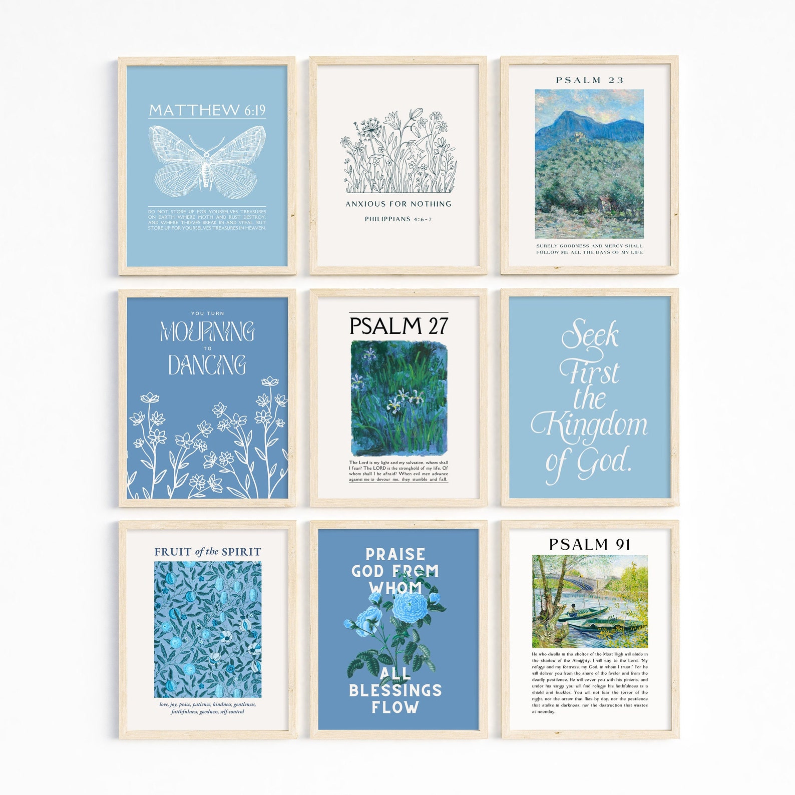Blue Christian Wall Art Set: Bible Verse Prints (digital Download) - Etsy
