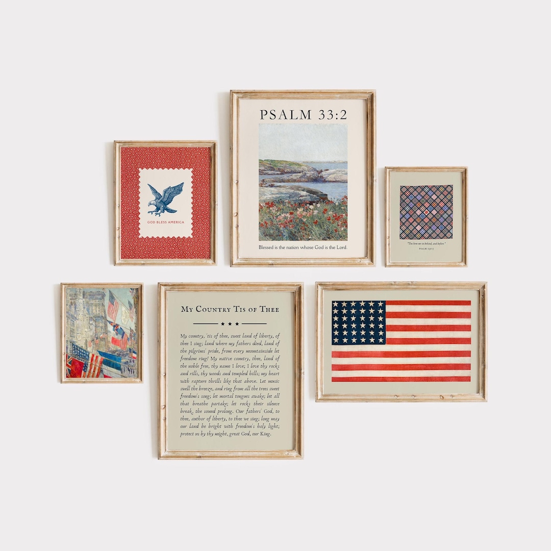 4th of July Christian Wall Art Set: Patriotic Bible Verse Prints ...