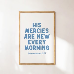 His Mercies Are New Print: Coastal Blue Christian Wall Art (digital ...