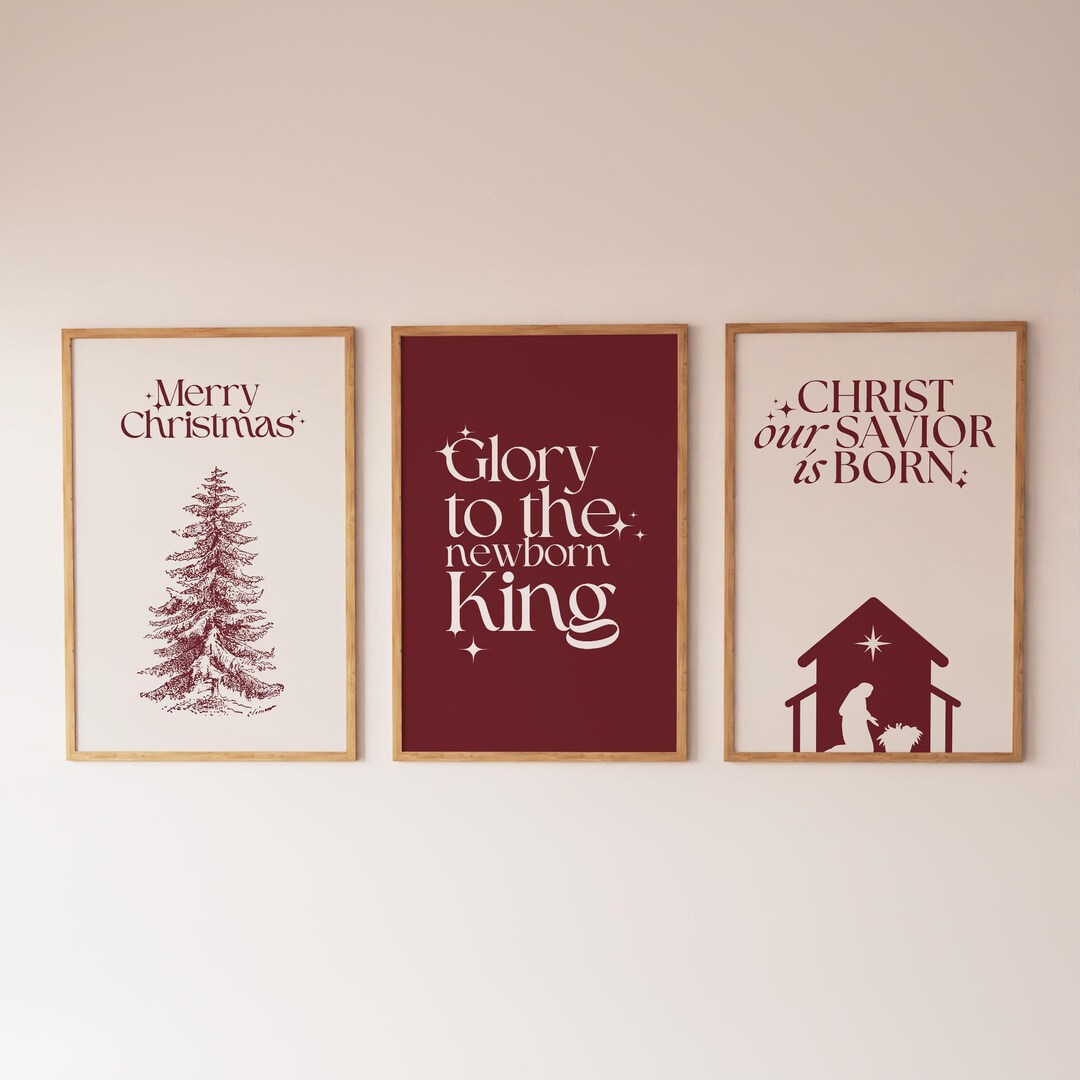 Christian Christmas Wall Art Set of 3, Holiday Season Bible Verse Wall ...