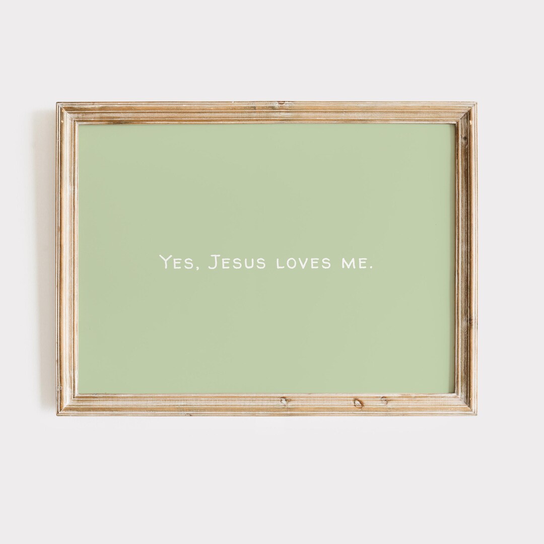 Yes Jesus Loves Me, Christian Wall Art, Lime Cream Wall Art, Bible ...