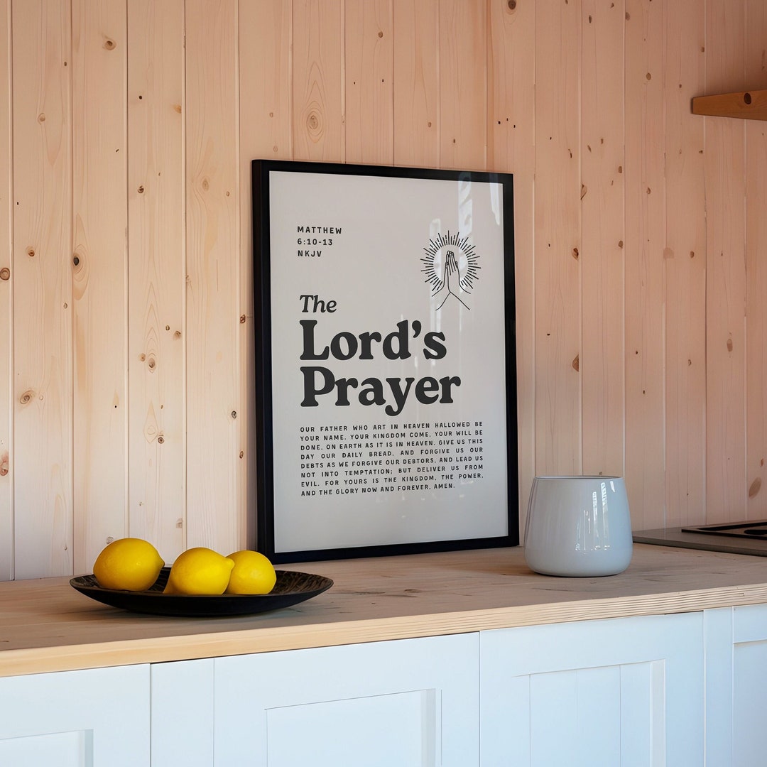 The Lord's Prayer, Retro Christian Wall Art, Minimalist Christian ...