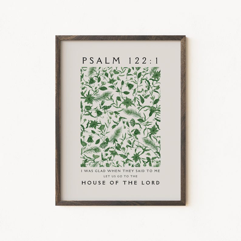 Printable Bible Verse Wall Art - Psalm 122, Green Floral Design ...