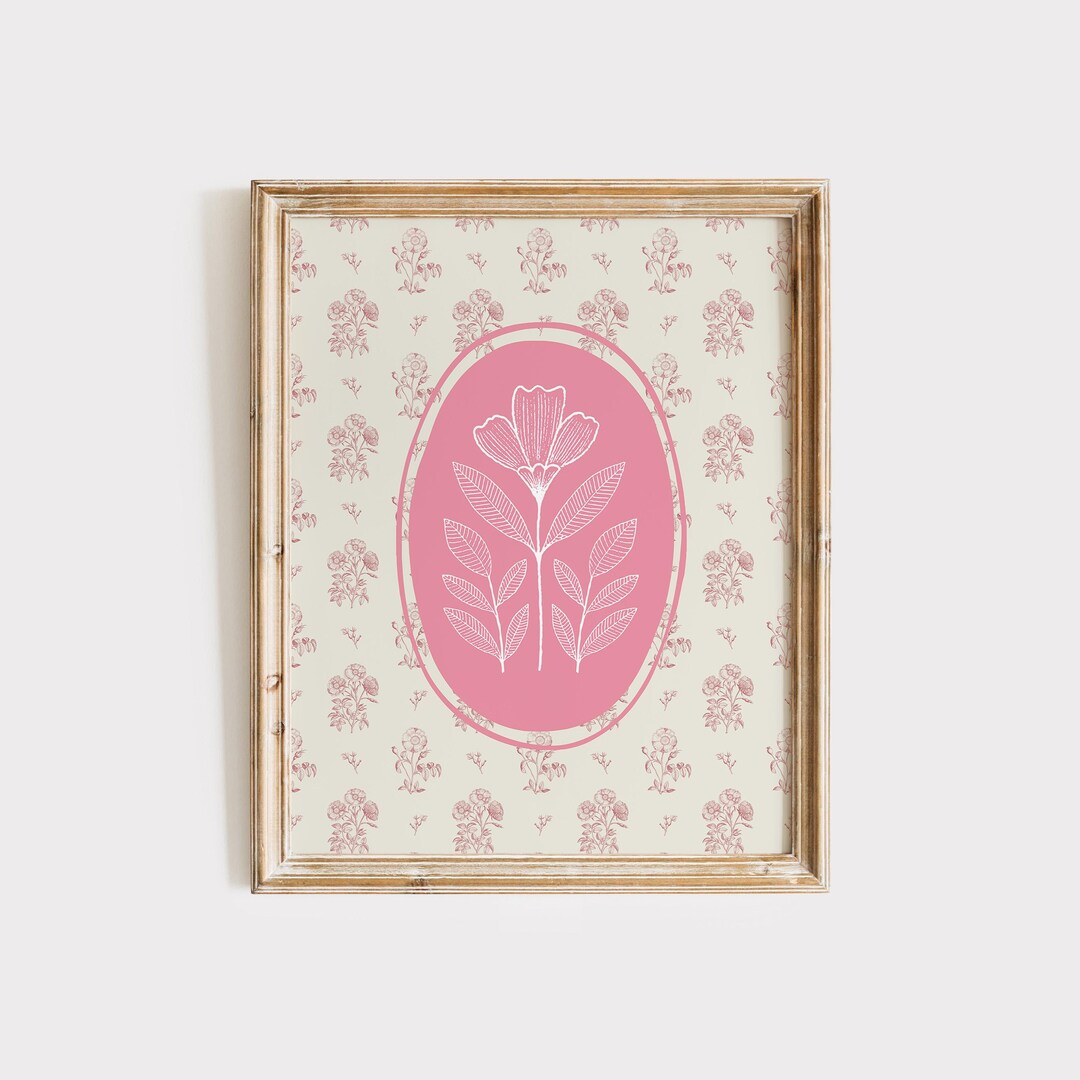 Pink Flower Print, Cottagecore Wall Art, Floral Pattern Poster ...