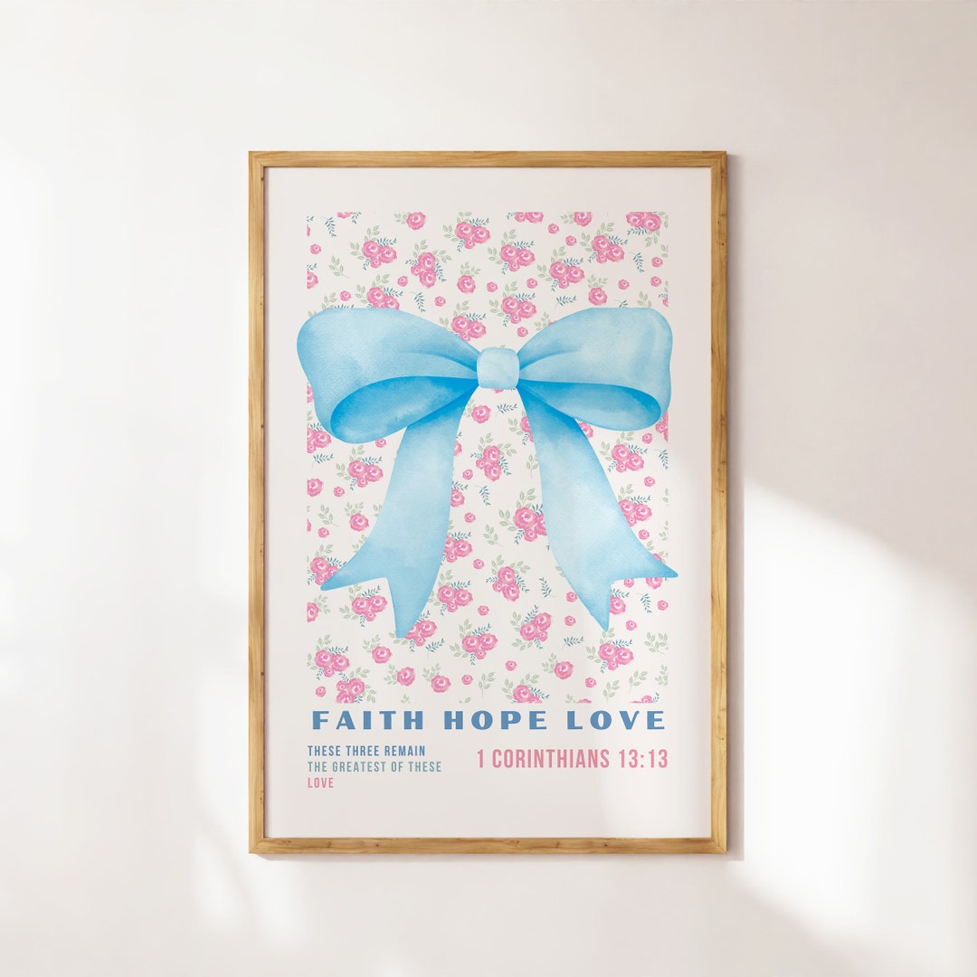 1 Corinthians 13 Coquette Room Decor Christian Wall Art Bible Verse ...