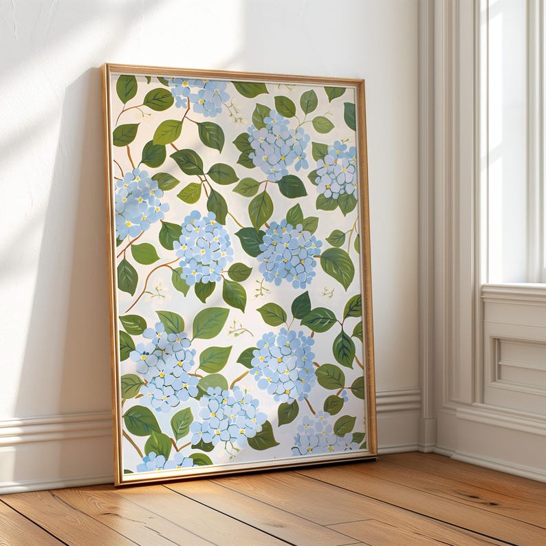 Hydrangea Flower Print: Coastal Blue Wall Art (digital Download) - Etsy