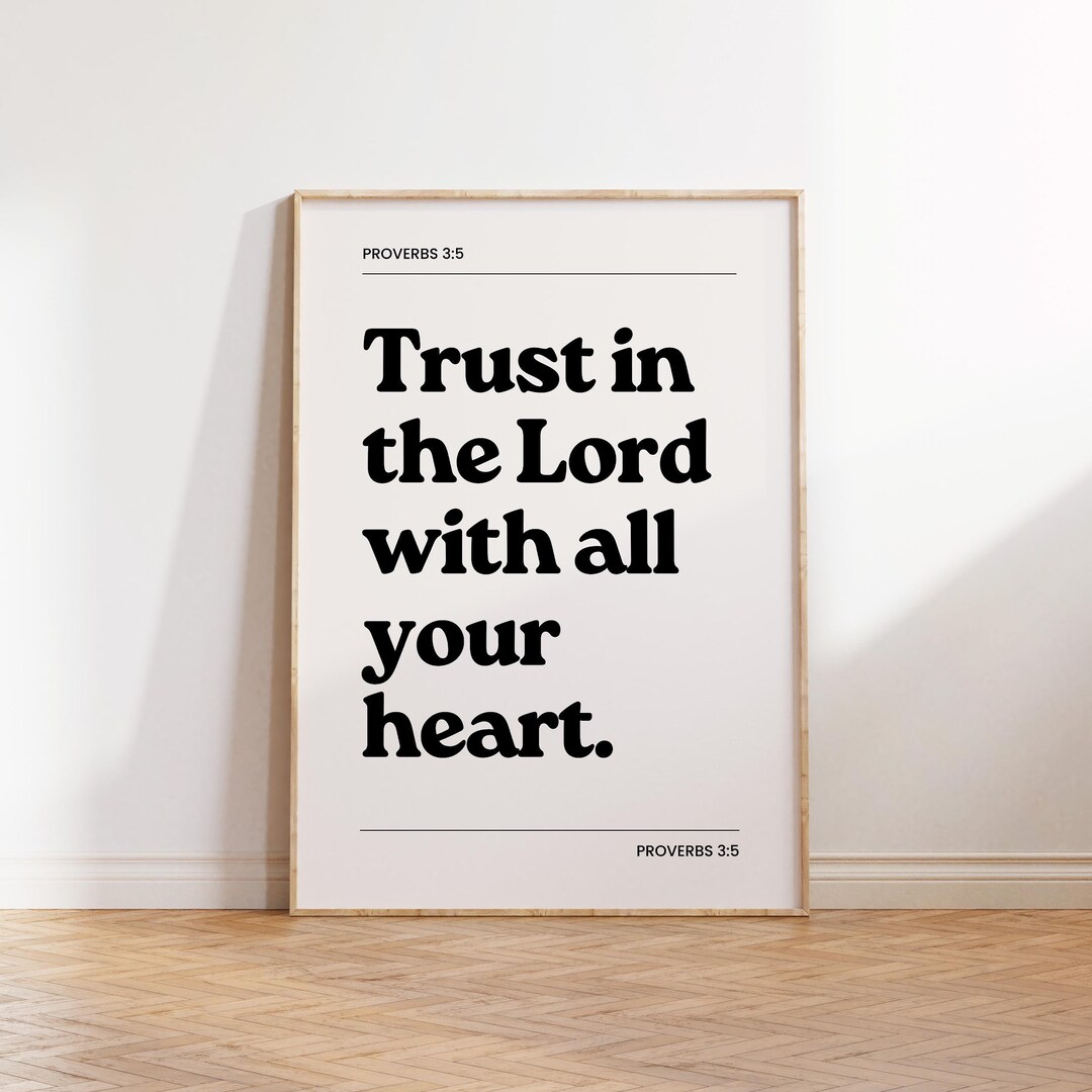 Proverbs 3:5, Christian Wall Art, Bible Verse Decor, Dorm Room Poster ...