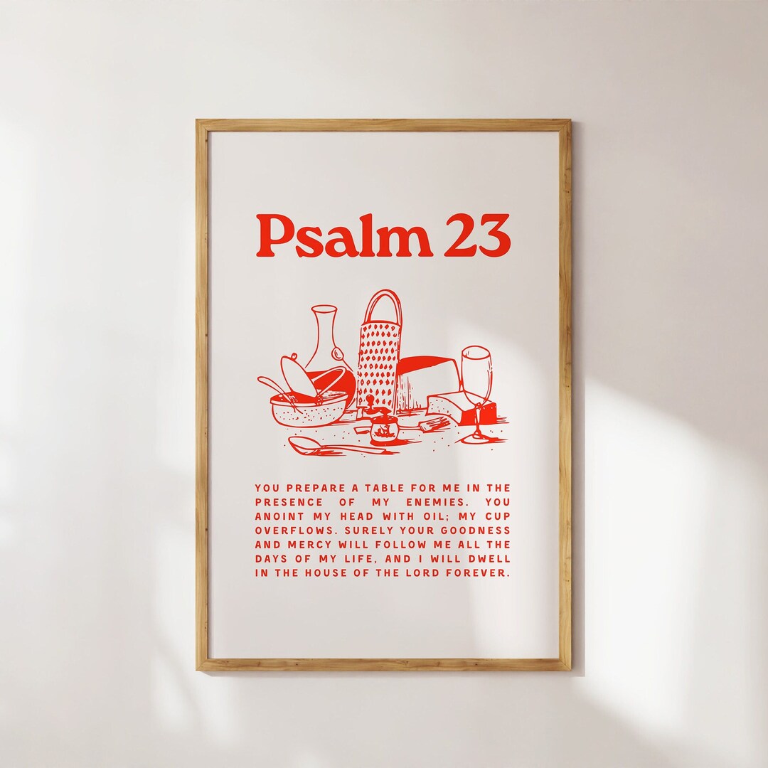 Psalm 23, Retro Red Kitchen Print, Preppy Wall Art, Dorm Room ...