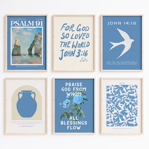 Blue Bible Verse Wall Art Prints: Christian Decor (digital Download) - Etsy