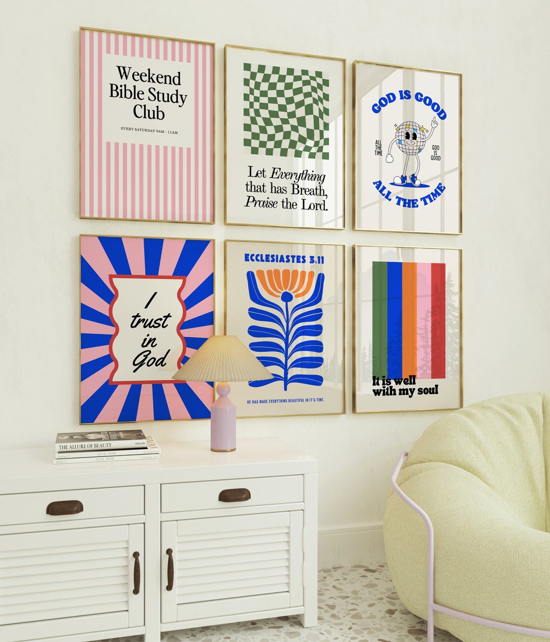 Retro Modern Christian Gallery Set for Christian Girl Apartment ...