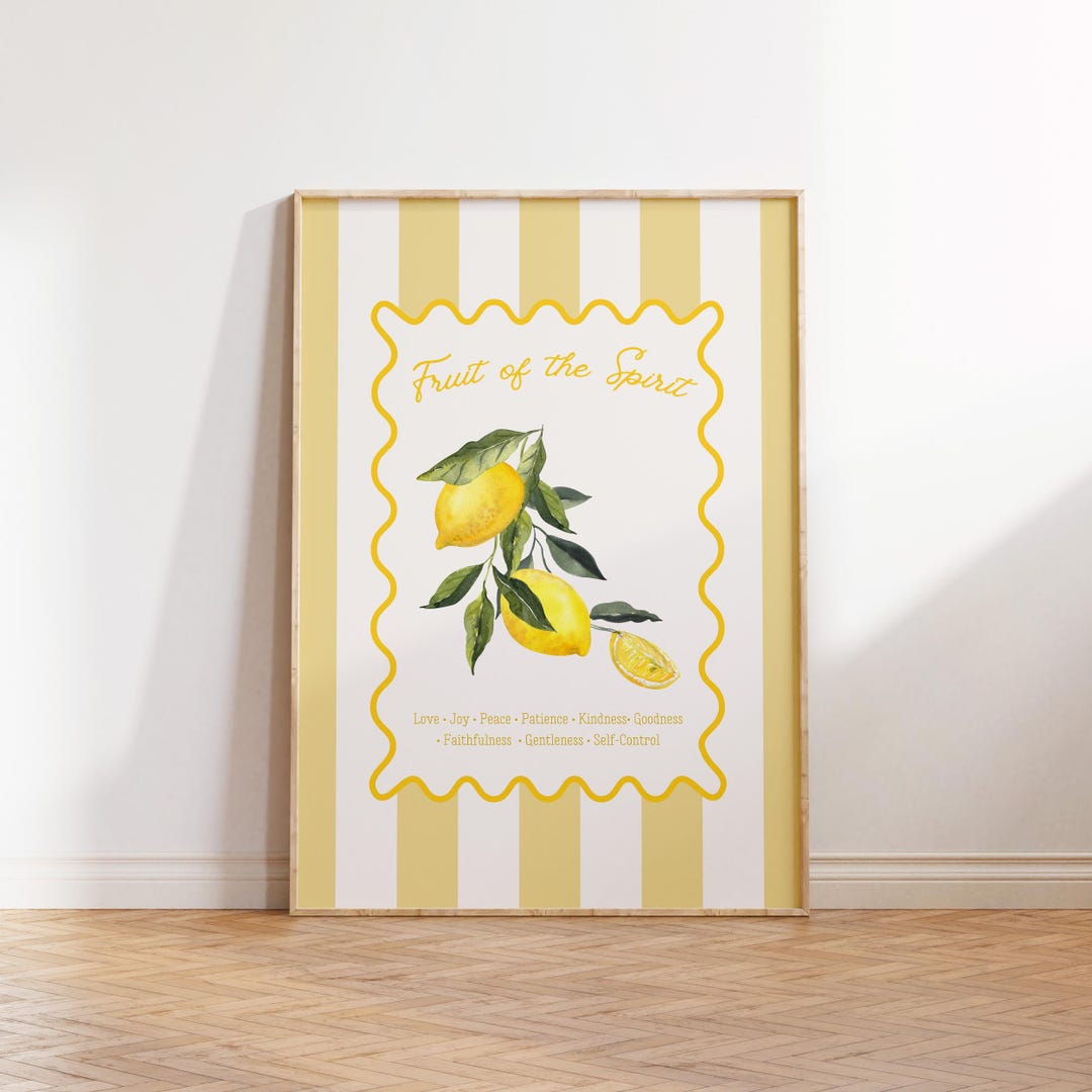 Fruit of the Spirit Print, Lemons Poster, Christian Wall Art, Bible ...