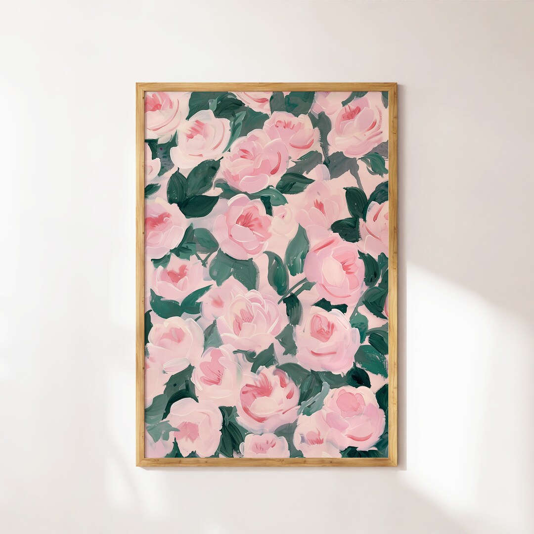 Pink Roses Painting: Coquette Preppy Room Decor (digital Download) - Etsy