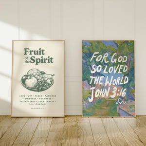 Christian Wall Art Set of 2 Fruit of the Spirit Poster Bible Verse ...