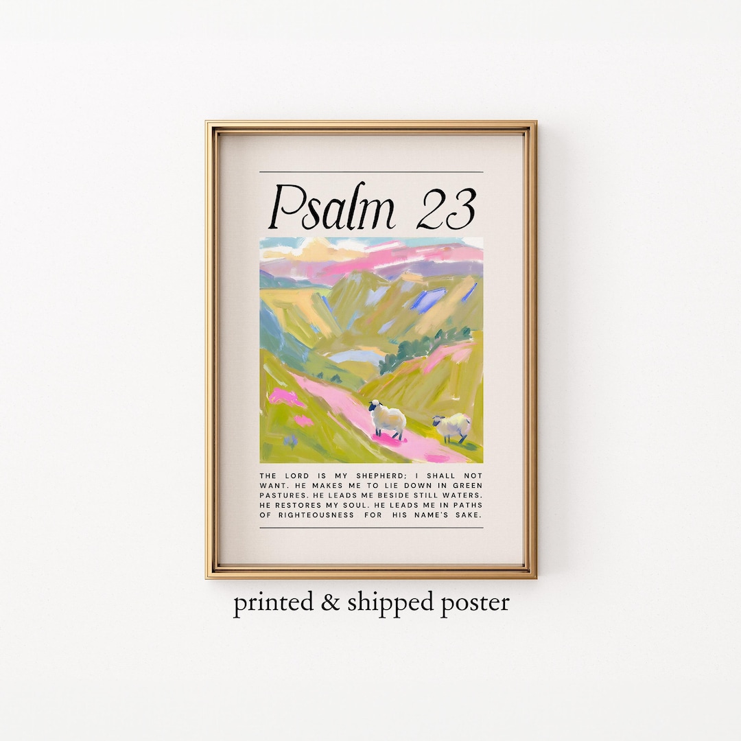 Psalm 23 Poster, Christian Wall Art, Trendy Decor, Bible Verse Wall Art ...