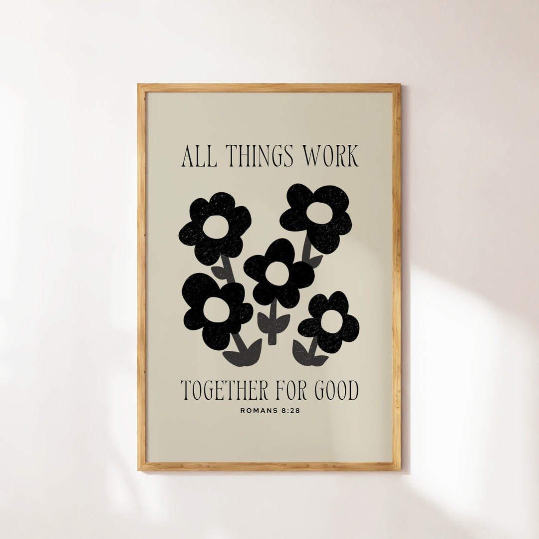 Romans 8:28 Christian Wall Art Inspirational Quote Bible Verse Decor ...
