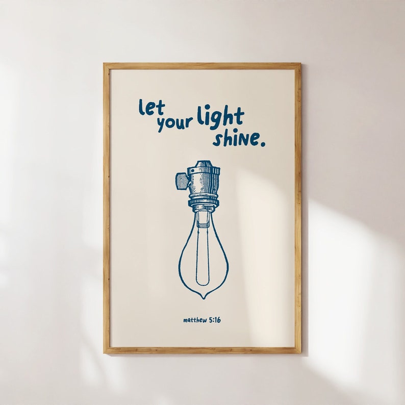 Let Your Light Shine Print: Christian Bible Verse Wall Art (digital ...