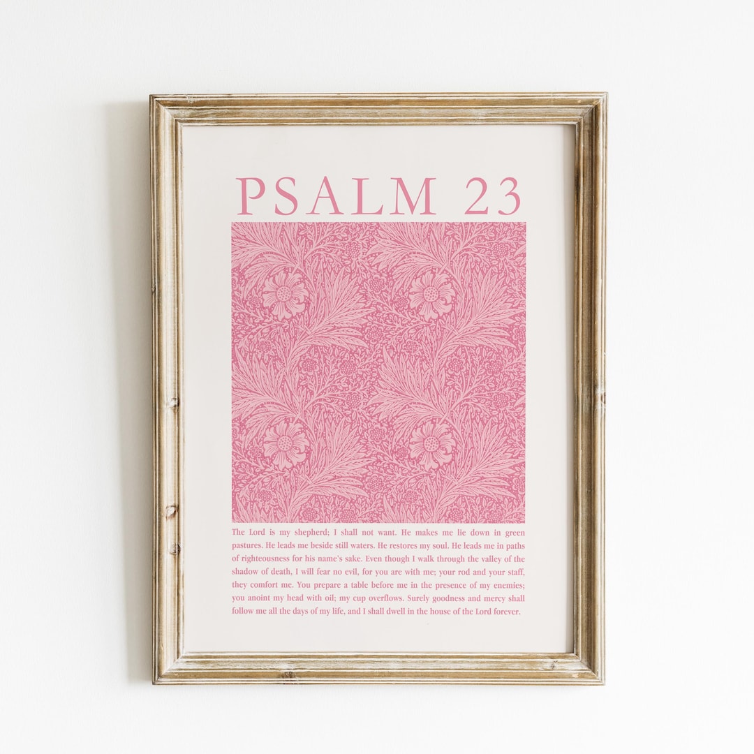 Psalm 23 William Morris Print: Pink Christian Wall Art (digital ...