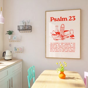 Psalm 23, Retro Red Kitchen Print, Preppy Wall Art, Dorm Room ...