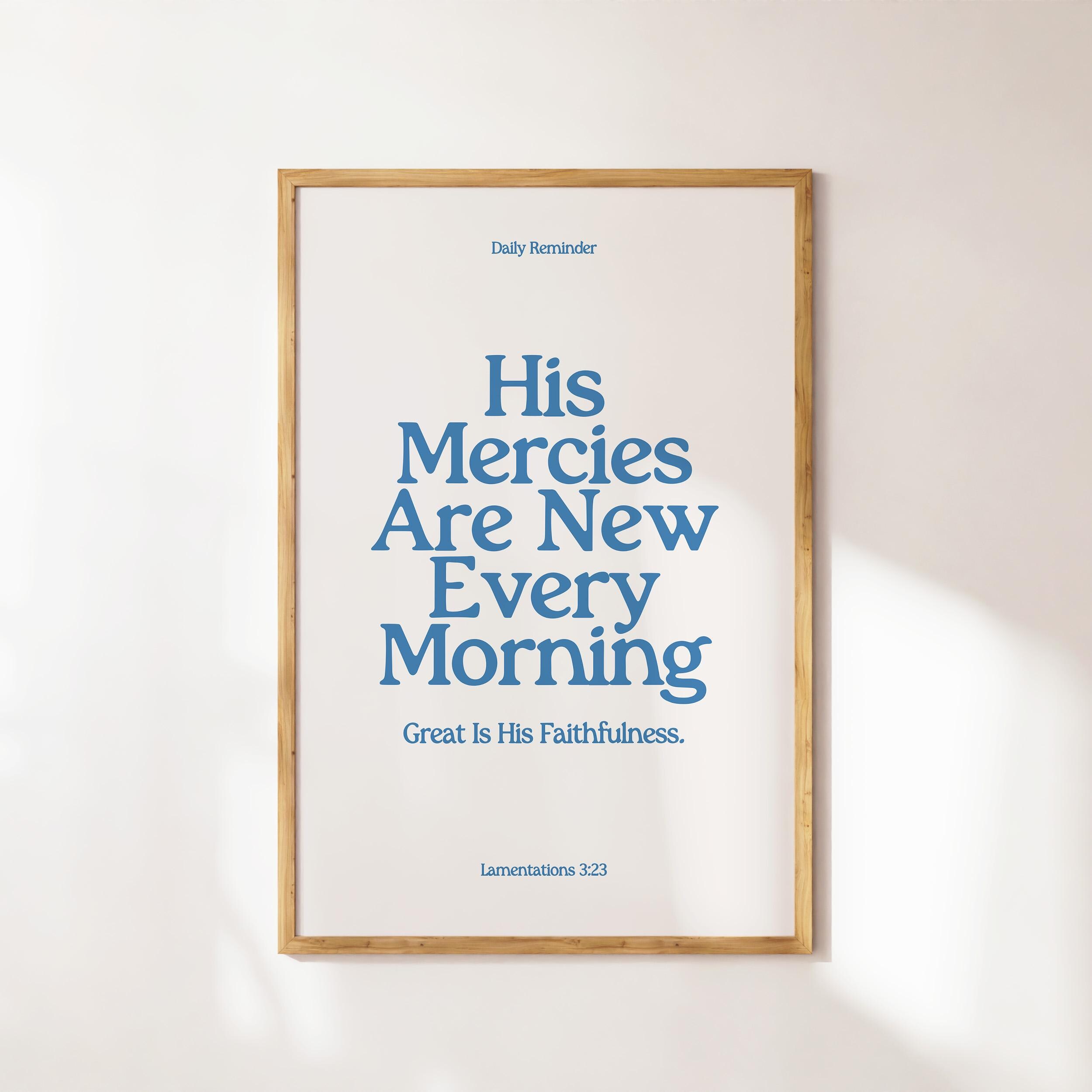 New Mercies Christian Wall Art: Blue Bible Verse Print (digital ...