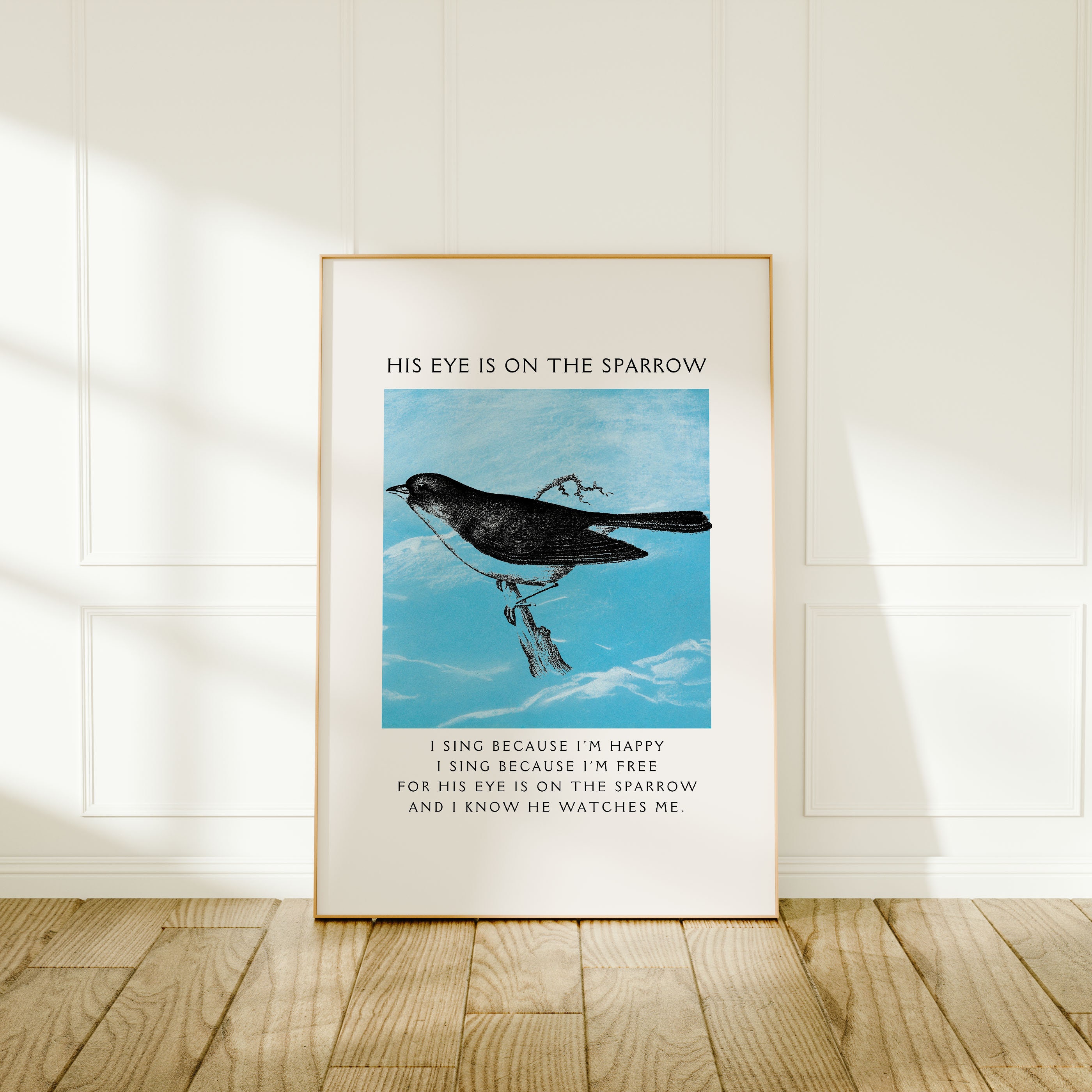 His Eye is on the Sparrow Print: Vintage Hymn, Christian Wall Art ...