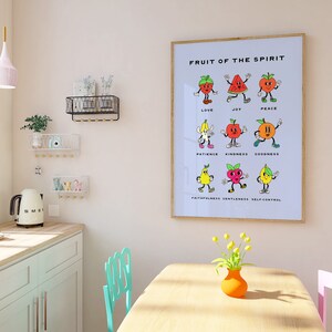 Fruit of the Spirit Wall Art Poster, Purple Retro Mascot Wall Art ...