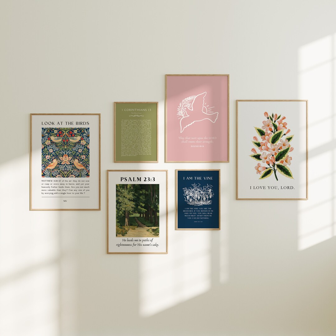 Vintage Faith Christian Wall Art Bundle Eclectic Summer Posters Gallery ...