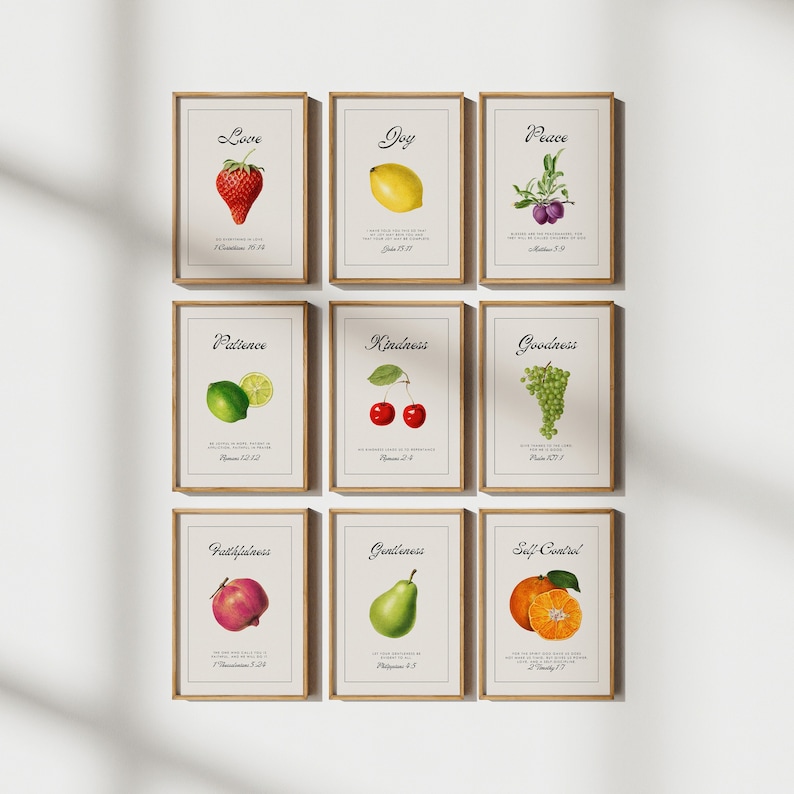 Fruit of the Spirit Art Prints: Christian Classroom Decor Set (digital ...