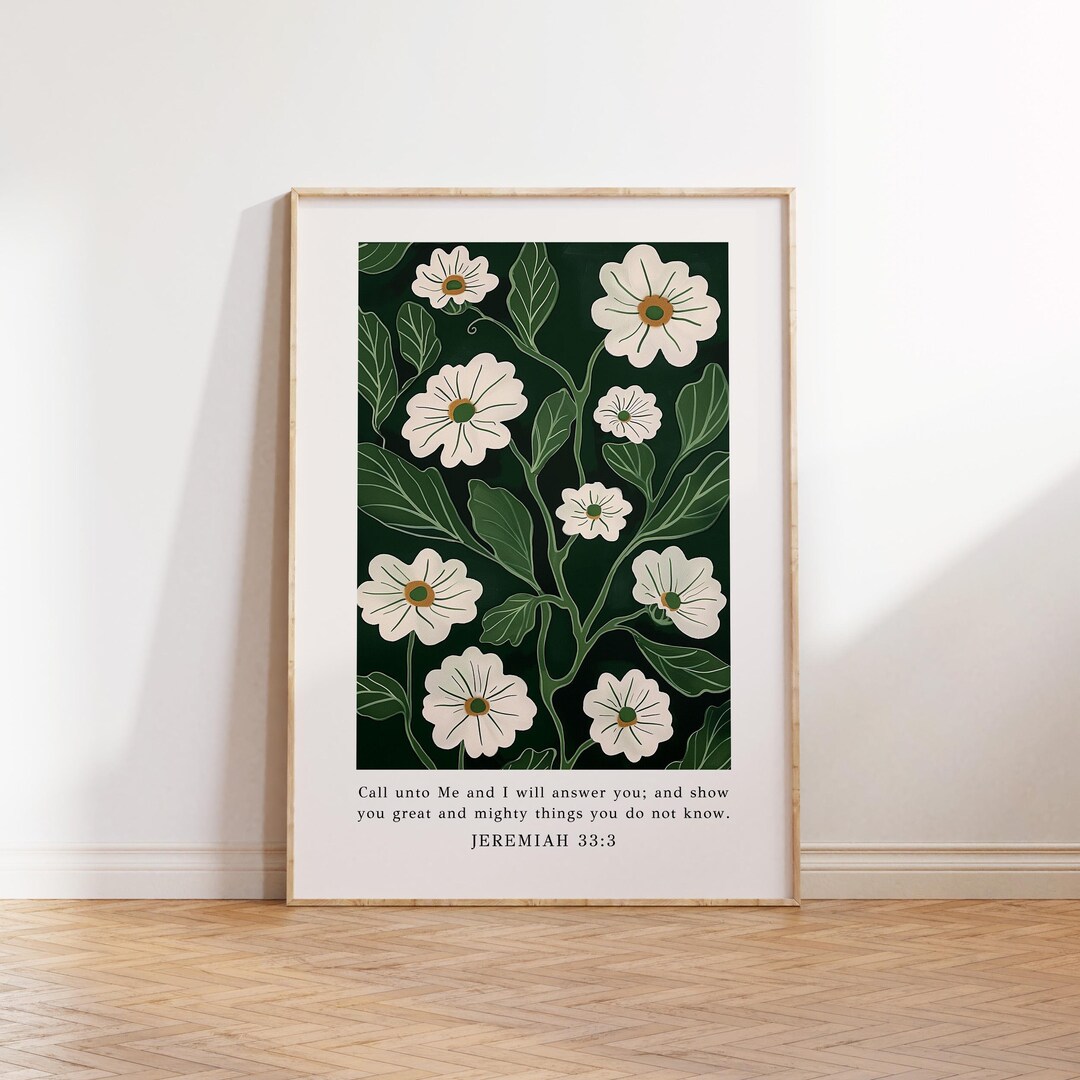 Jeremiah 33:3 Christian Wall Art Flower Market Print Bible Verse Wall ...