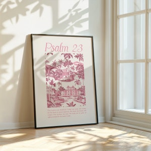 Psalm 23 Vintage Toile Print, Christian Wall Art, Bible Verse Wall Art ...