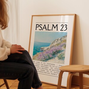 Psalm 23 Print, Christian Wall Art, Bible Verse Wall Art, Purple Home ...