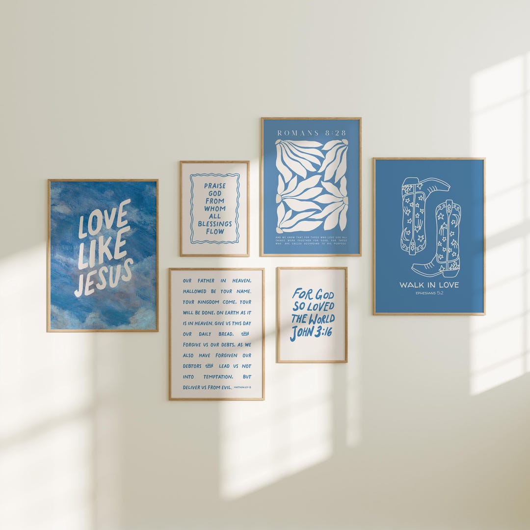 Modern Christian Art Bundle, Bible Verse Wall Art Set, Western ...