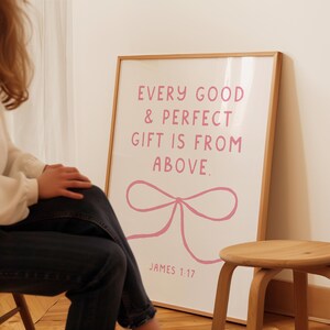 Every Good Gift is From Above Cute Bow Christian Wall Art Bible Verse ...